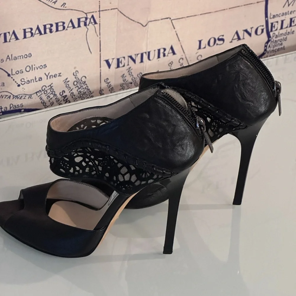 Jimmy Choo | Shoes | Jimmy Choo Laser Cut Leather Suede Opentoe Bootie ...